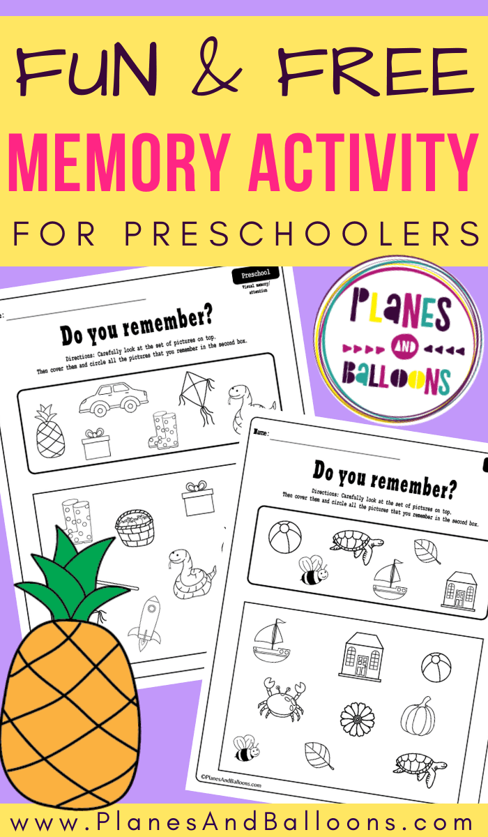Preschool memory activity - Planes & Balloons