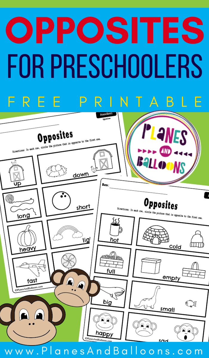 Opposites Worksheets For Preschoolers