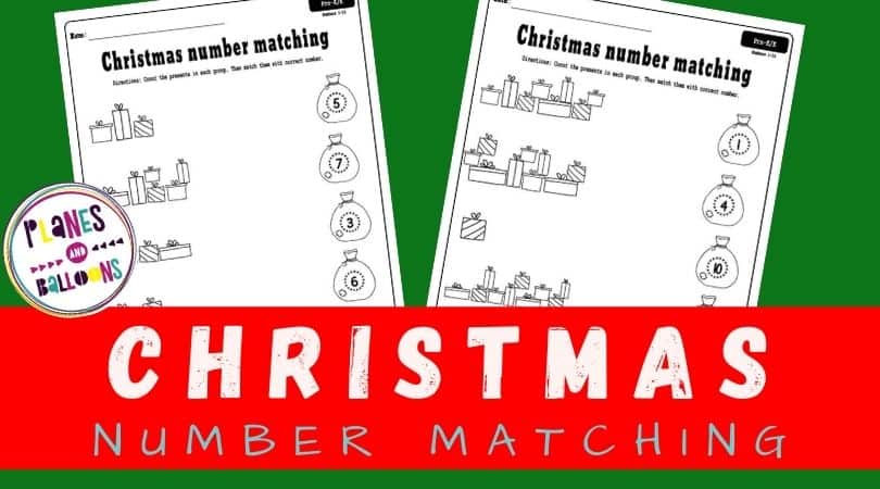 Christmas Counting Worksheets For Preschoolers - Planes & Balloons