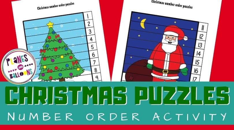 Christmas Number Puzzles FREE Printable - Planes & Balloons