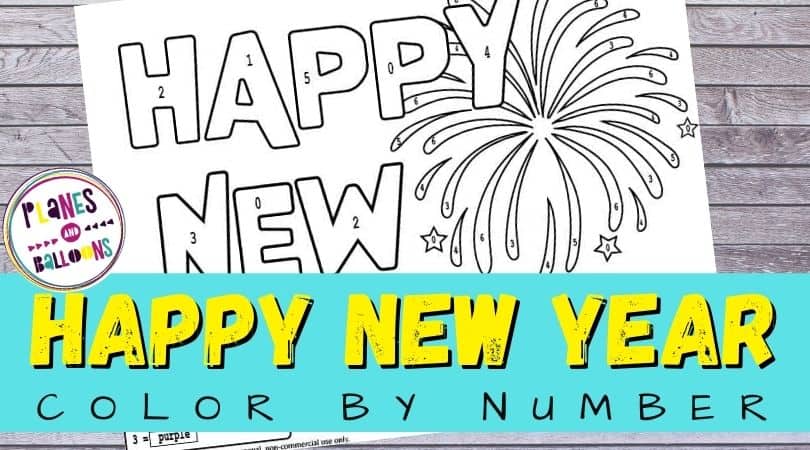 FREE Happy New Year Coloring Page - Color By Number Activity