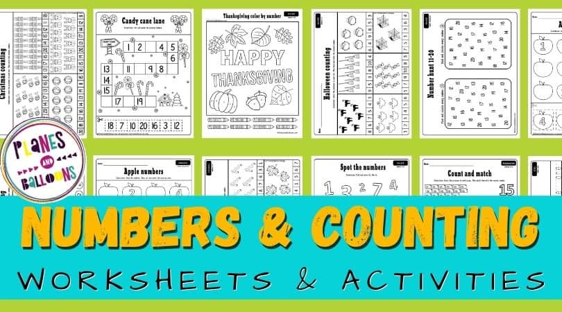 FREE Number & Counting Worksheets PDF - Planes & Balloons