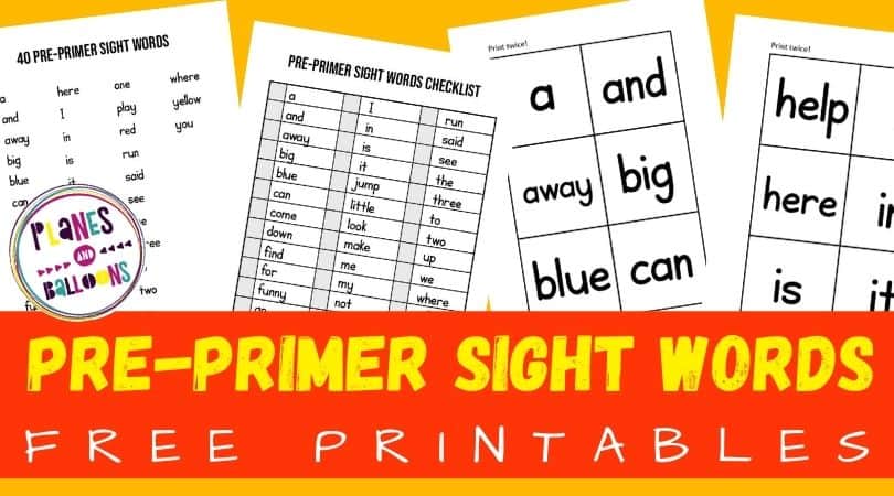 Pre-Primer Sight Words - Checklist & Free Printables