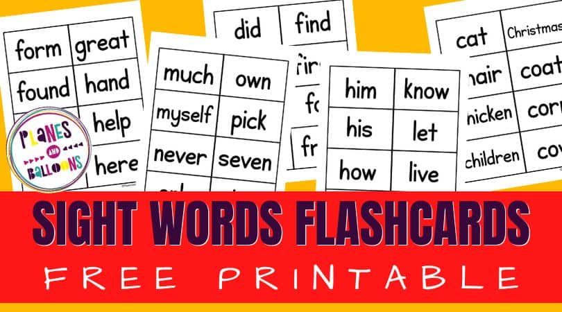 Sight Words Flash Cards PDF - Planes & Balloons