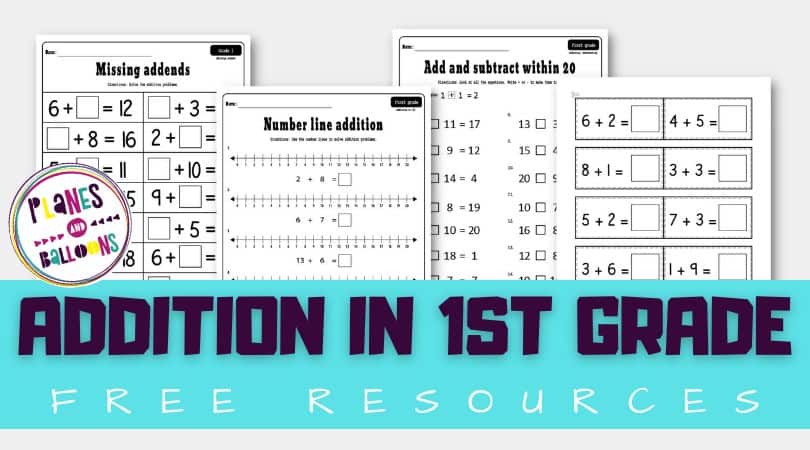 Addition Worksheets Grade 1 - Planes & Balloons