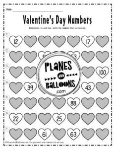 Summer Missing Numbers 1-100 - Planes & Balloons