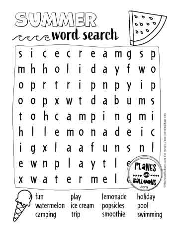 Summer Vocabulary Writing And Coloring Book - Planes & Balloons